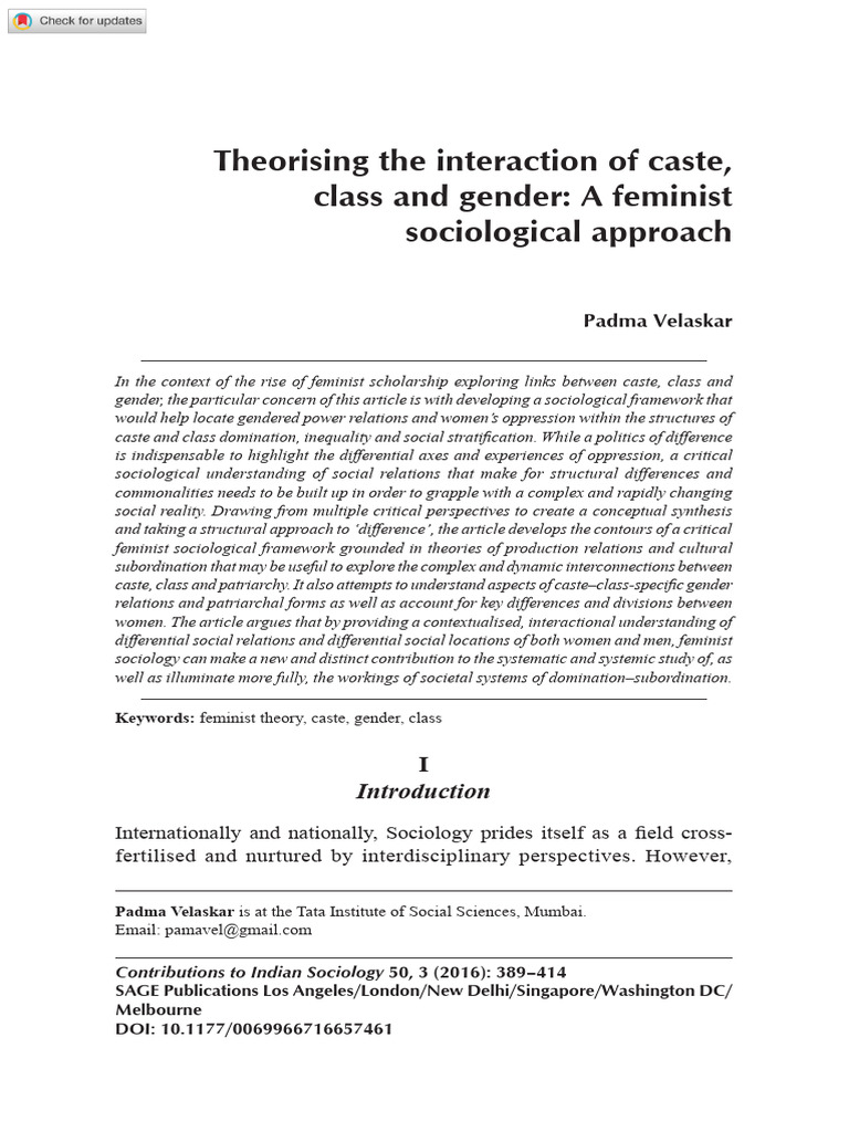 Caste Class Ethnicity | PDF | Sociology | Feminism
