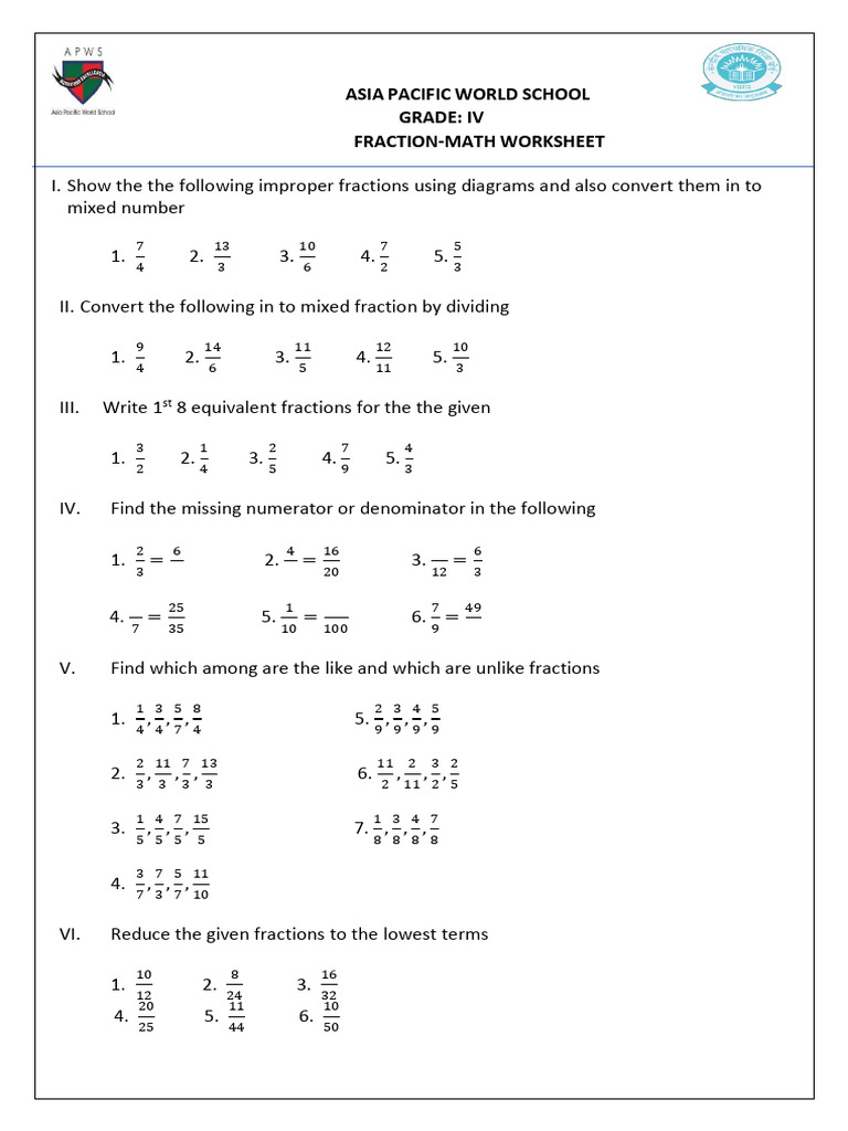 Fraction WKSHT | PDF | Lexicology | Mathematical Concepts