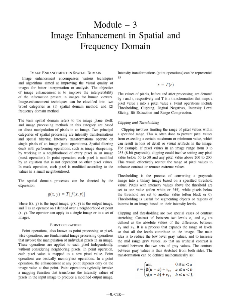 Module - 3 Image Enhancement in Spatial and Frequency Domain | PDF | Low Pass Filter | Filter ...