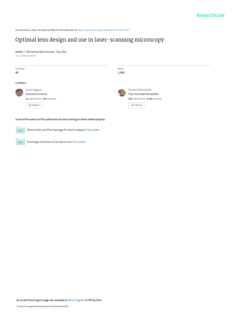 Optimal Lens Design and Use in Laser-Scanning Micros | PDF | Optics ...