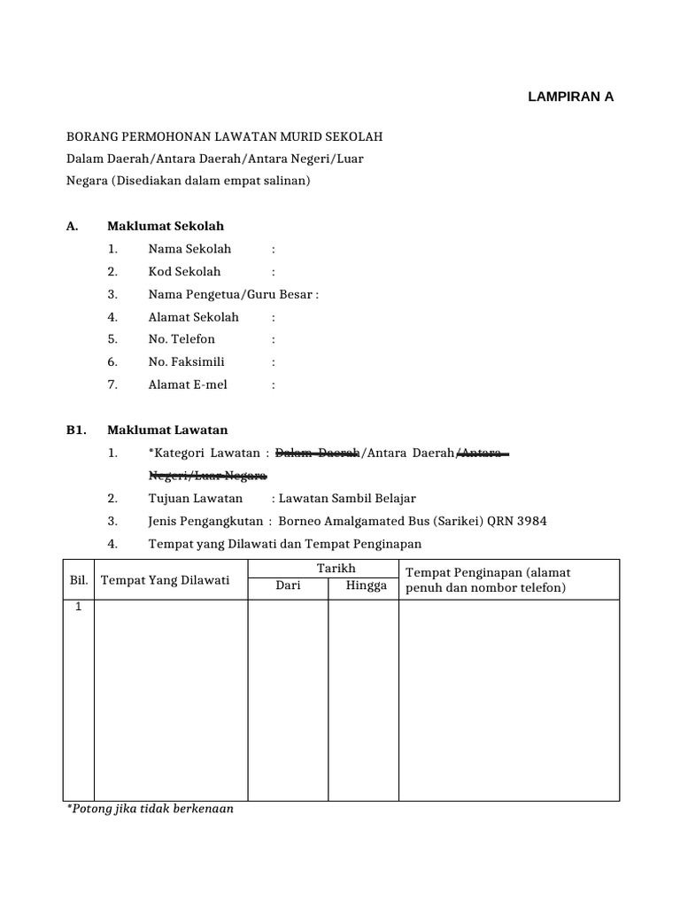 Lampiran A Terkini 2 Utk Lawatan Murid Wajib Isi 1 Kosong | PDF
