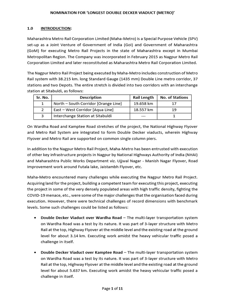 Longest Double Decker Viaduct in Nagpur | PDF | Truss | Bridge