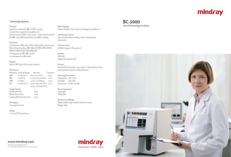 Mindray BC-5000 Analyzer Specs | PDF