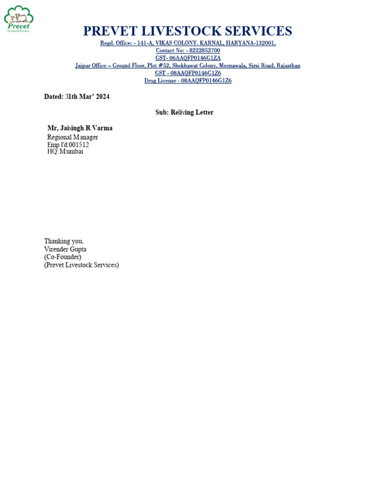 Reliving Letter | PDF | Business