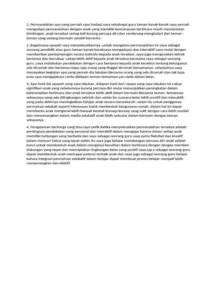 Contoh Studi Kasus PPG - Paud | PDF | Kesehatan Holistik