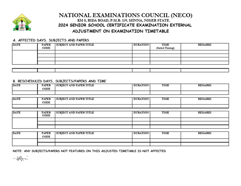 2024 SSCE External Adjusted Timetable-1 | PDF | Qualifications