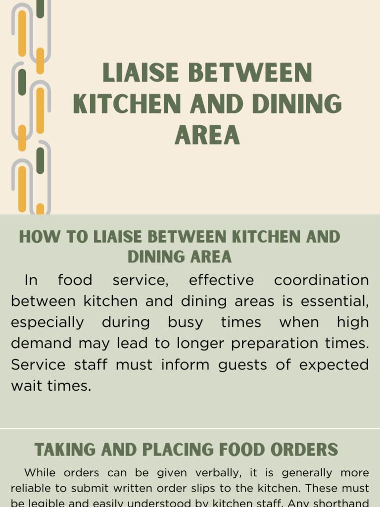 Liaise Between Kitchen and Dining Area | PDF | Point Of Sale | Waiting ...