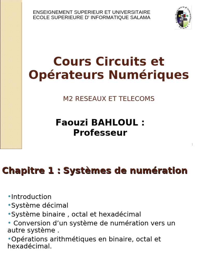 Cours Circuits Numériques | PDF | Décimal codé binaire | Mathématiques