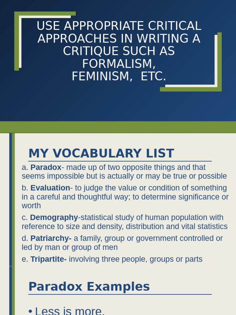 Use Appropriate Critical Approaches in Writing A Critique | PDF ... Use Appropriate Critical Approaches in Writing A Critique | PDF ...