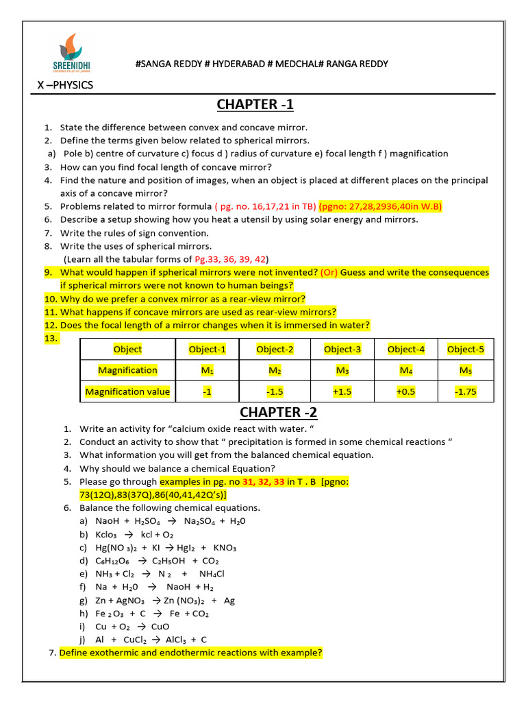 Class 10 Physics Worksheet | PDF | Periodic Table | Atomic