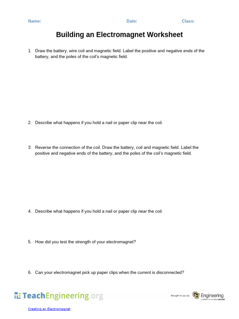 Cub Mag Lesson2 Activity1 Electromagnet Worksheet v1 Sas | PDF | Home ...