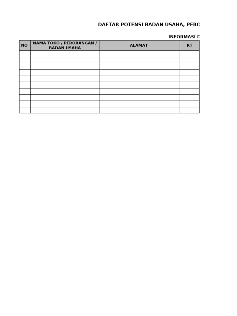 Form Potensi Badan Usaha Dan Donatur | PDF