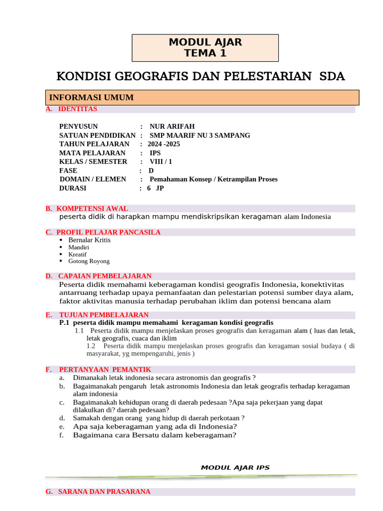 Modul Ajar 1 SDA | PDF