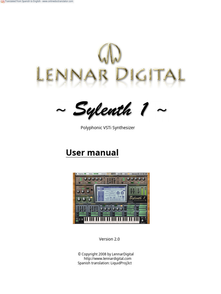 Sylenth1Manual Spanish - Es.en | PDF | Synthesizer | Legal Liability