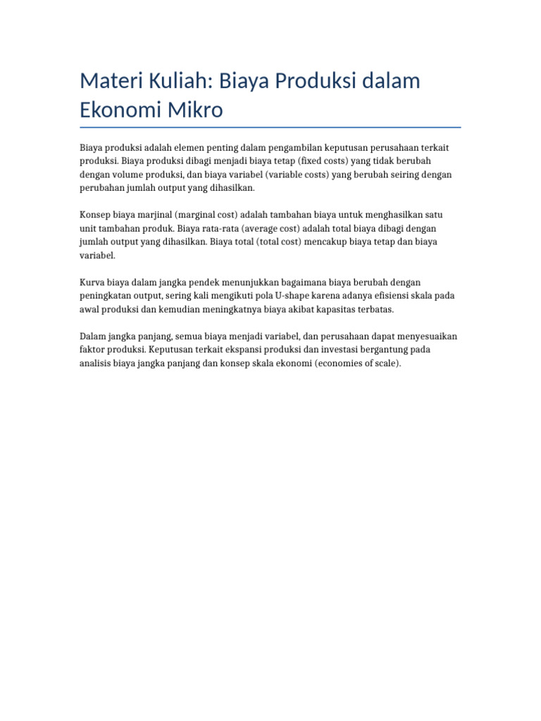 Materi Lengkap Biaya Produksi | PDF | Bisnis