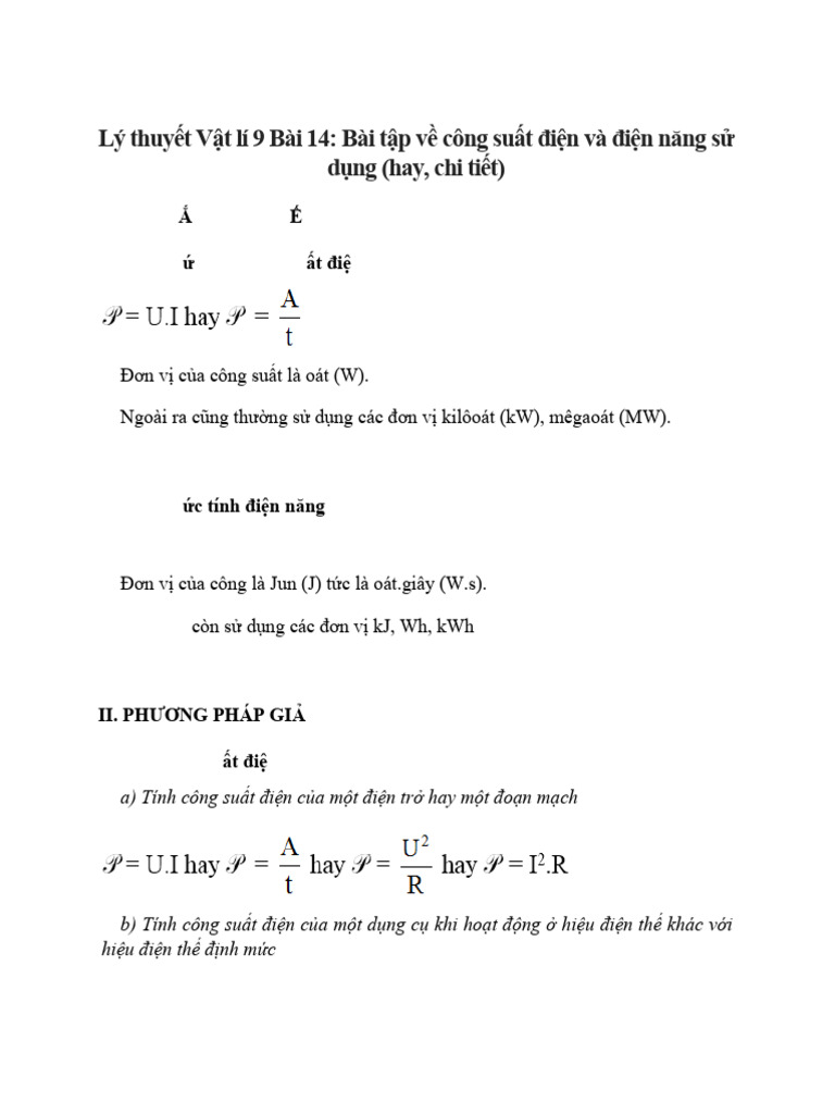 Ly Thuyet Bai Tap Ve Cong Suat Dien Va Dien Nang Su Dung Moi 2023 10 Cau Trac Nghiem Hay Chi ...