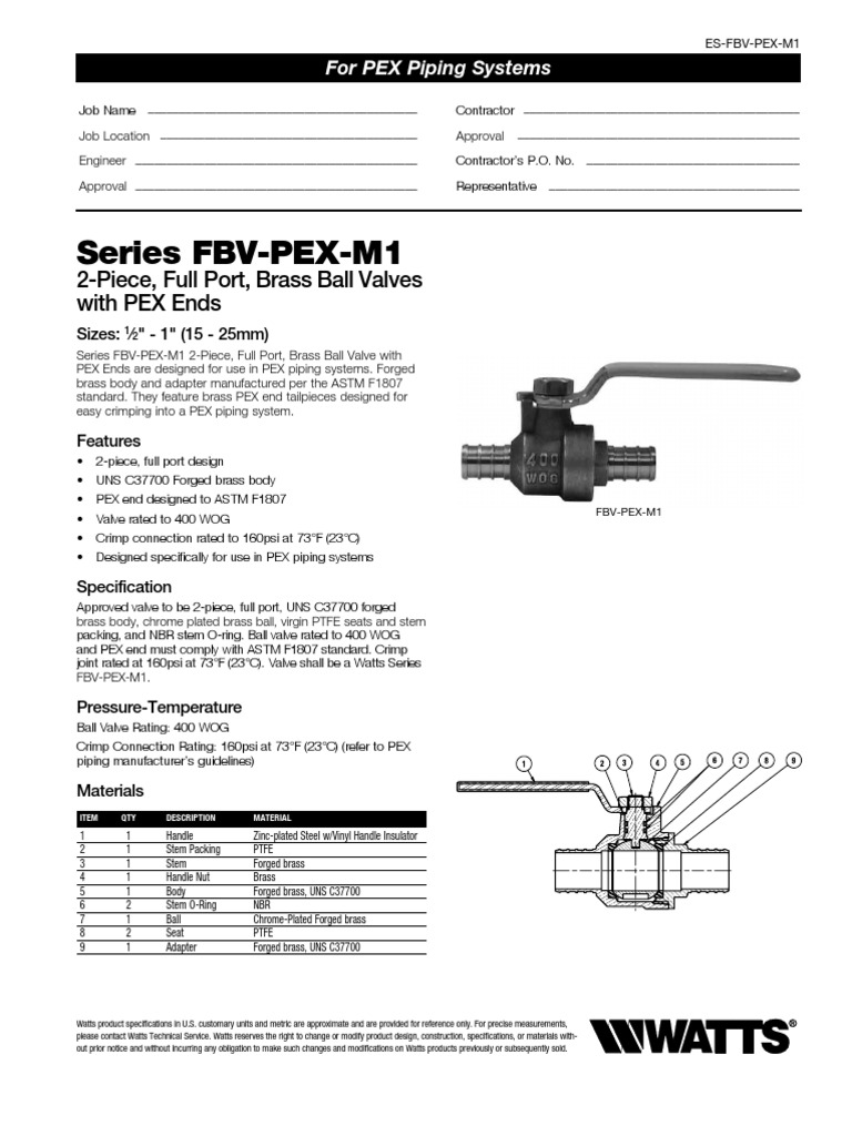 Es FBV Pex M1 | PDF | Brass | Valve
