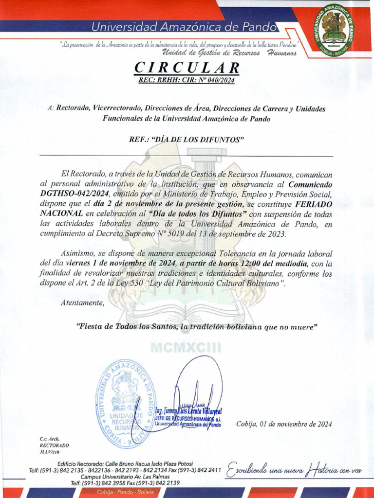 Circular 040-2024 Dia de Los Difuntos | PDF