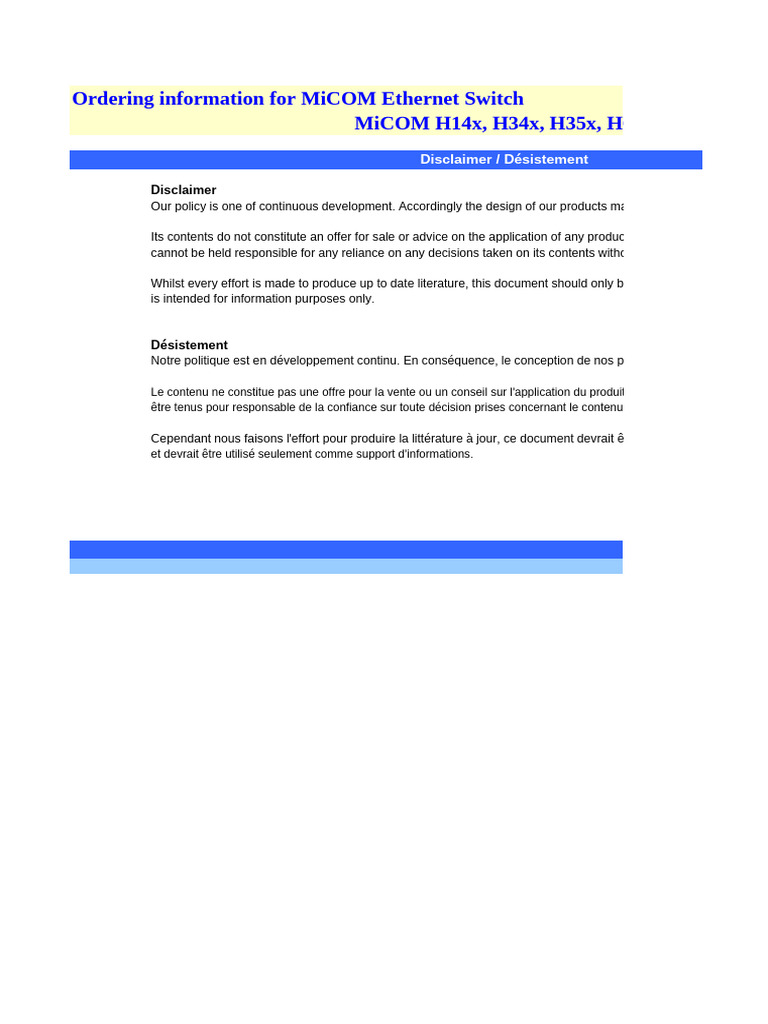 MiCOM Ethernet Switch Ordering Guide | PDF | Power Supply | Ethernet