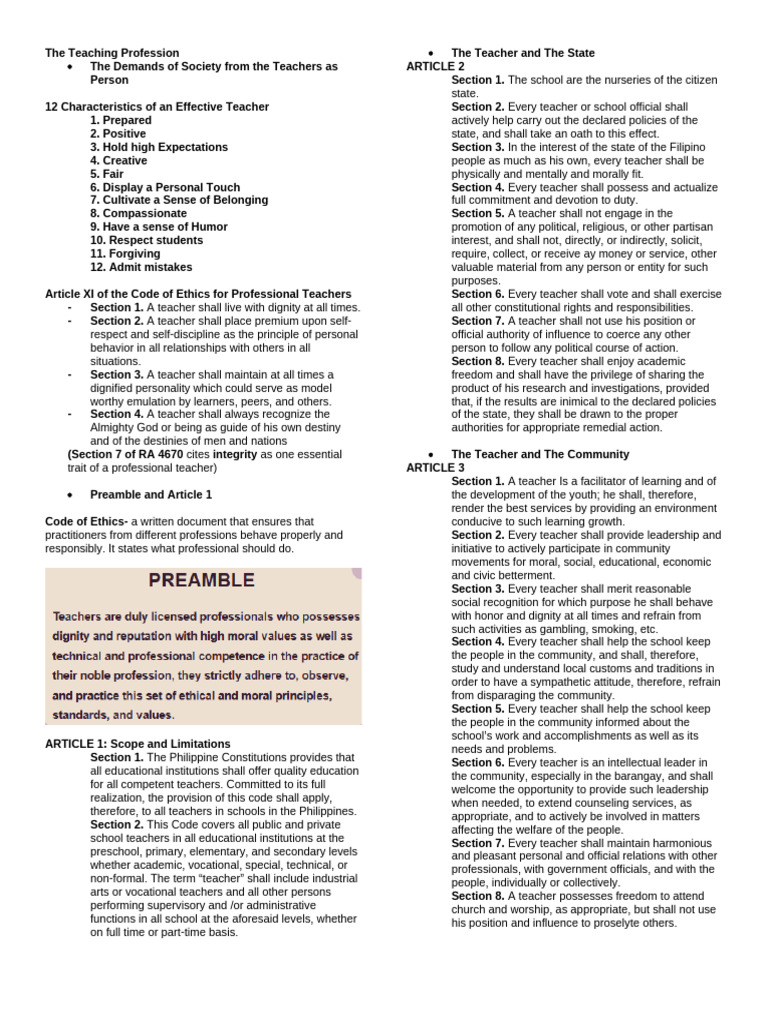 FTC Reviewer | PDF | Teachers | Dignity