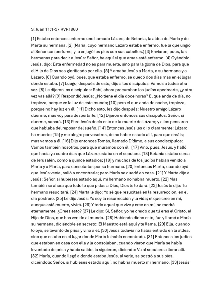 Juan Capitulo 11 | PDF | Jesús