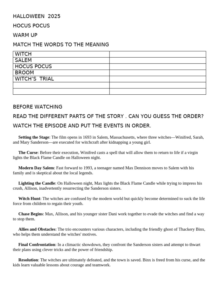 Halloween 2025 Hocus Pocus | PDF | Mystery, Thriller & Crime Fiction ...