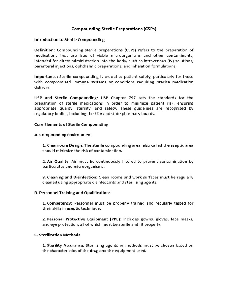 Unit Ix Compounding Sterile Preparations | PDF | Sterilization (Microbiology) | Medicine