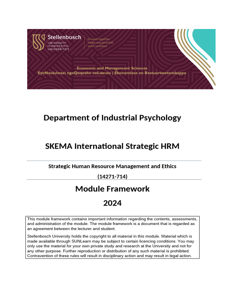 SKEMA SHRM Module Framework 2024 | PDF | Human Resource Management | Plagiarism