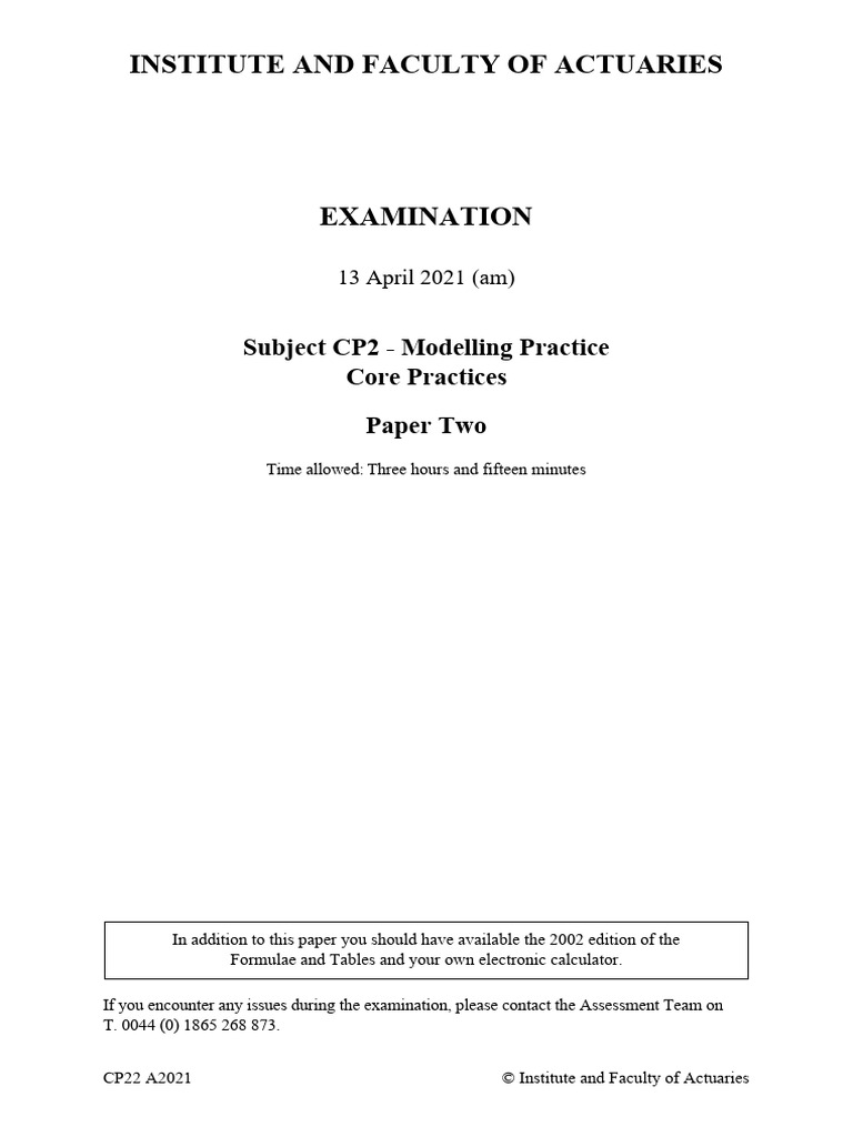 Actuarial Exam: Modelling Practice | PDF | Net Present Value | Insurance