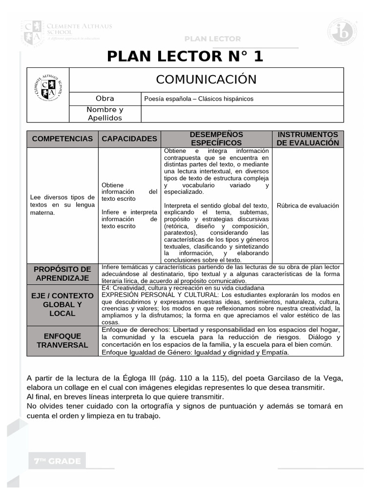 Plan Lector: Análisis de Poesía Española | PDF | Léxico | Inferencia