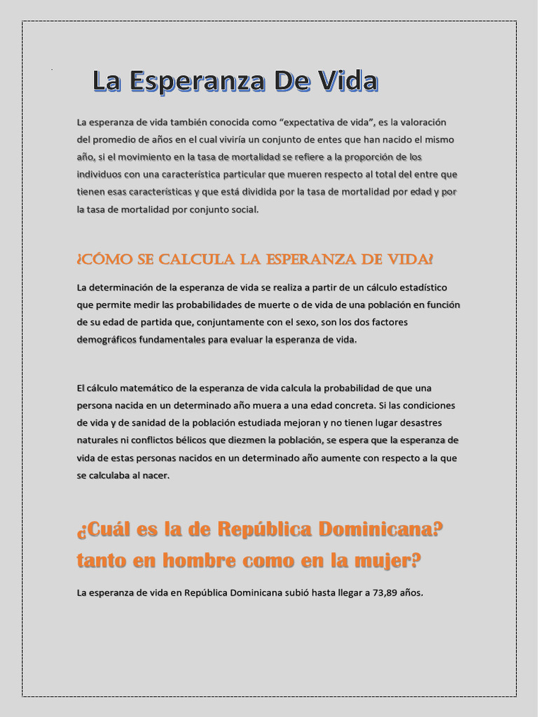 La Esperanza de Vida | PDF