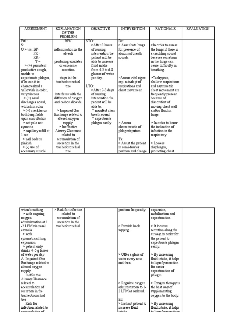 NCP For Ineffective Airway Clearance | PDF | Respiratory Tract ...
