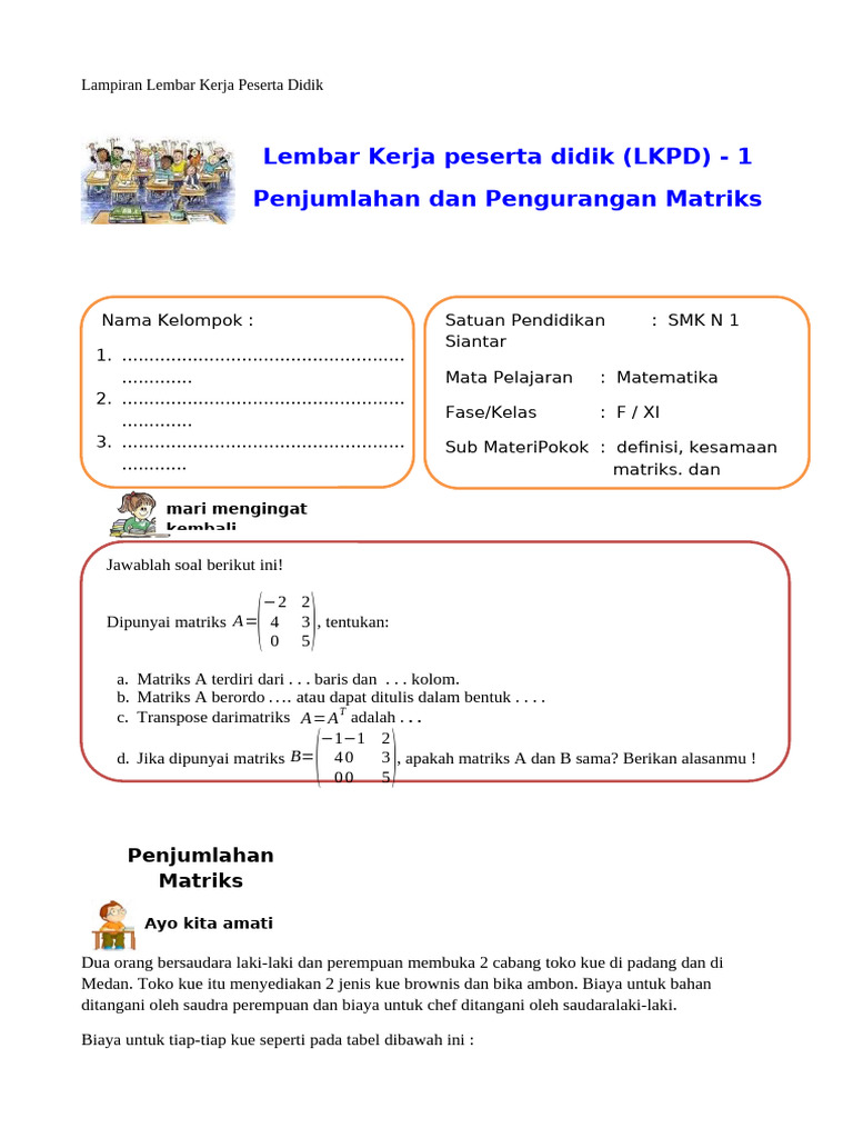 LKPD Matriks | PDF