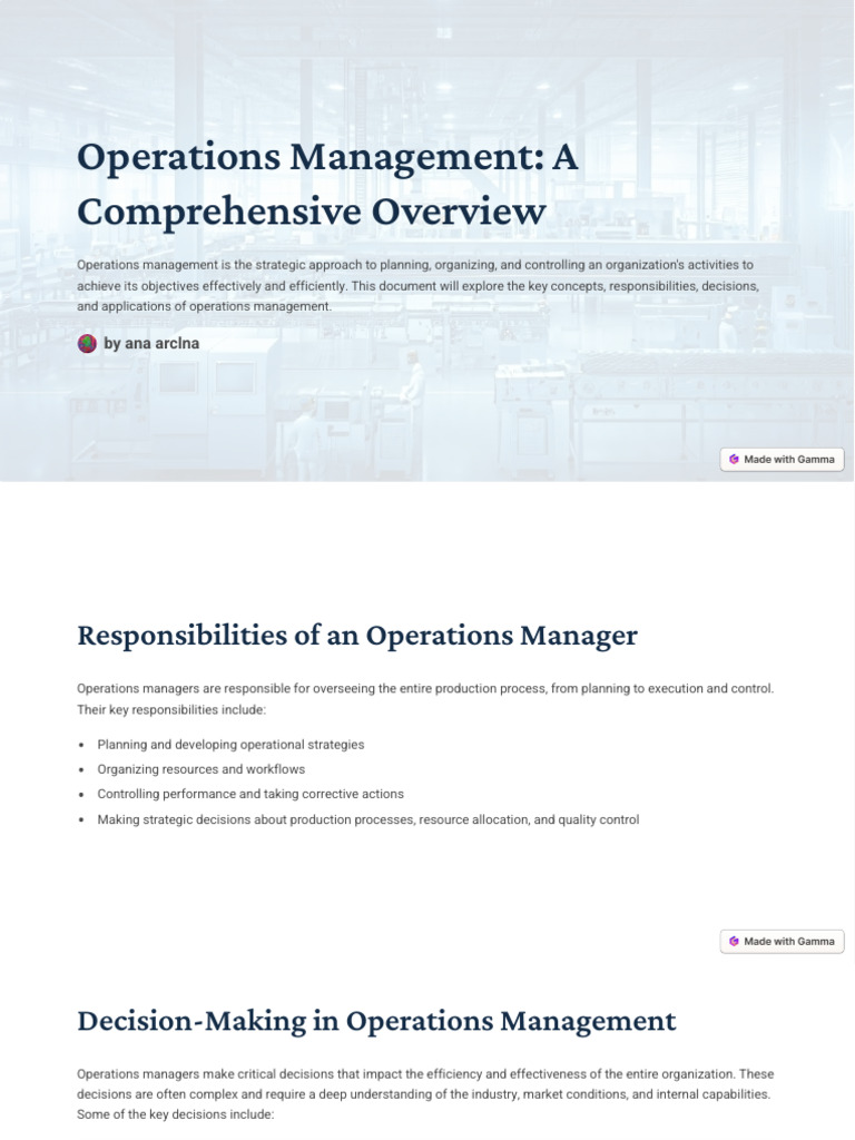 Operations Management A Comprehensive Overview | PDF | Operations ...