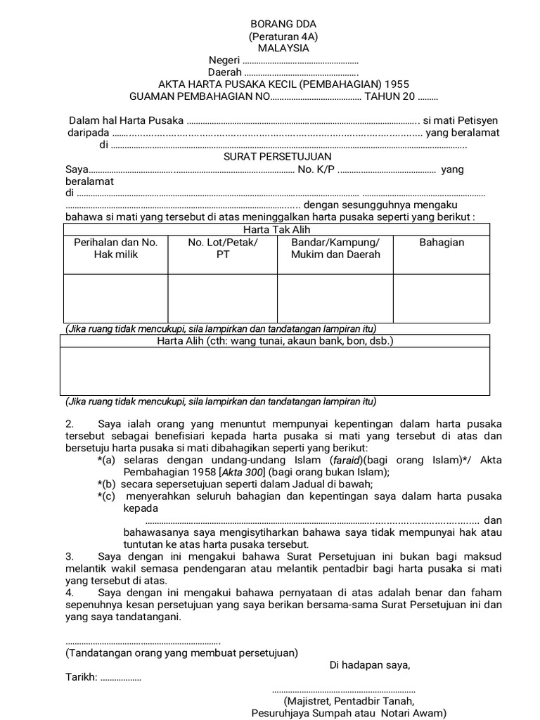 Borang Persetujuan - Bahasa Melayu Borang DDA | PDF