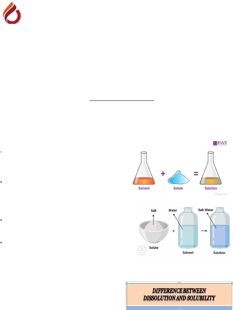 Week 2 - Solution, Solubility and Dissolution | PDF | Solubility | Solvation