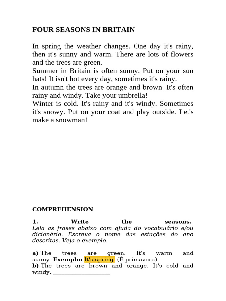 Four Seasons in Britain | PDF