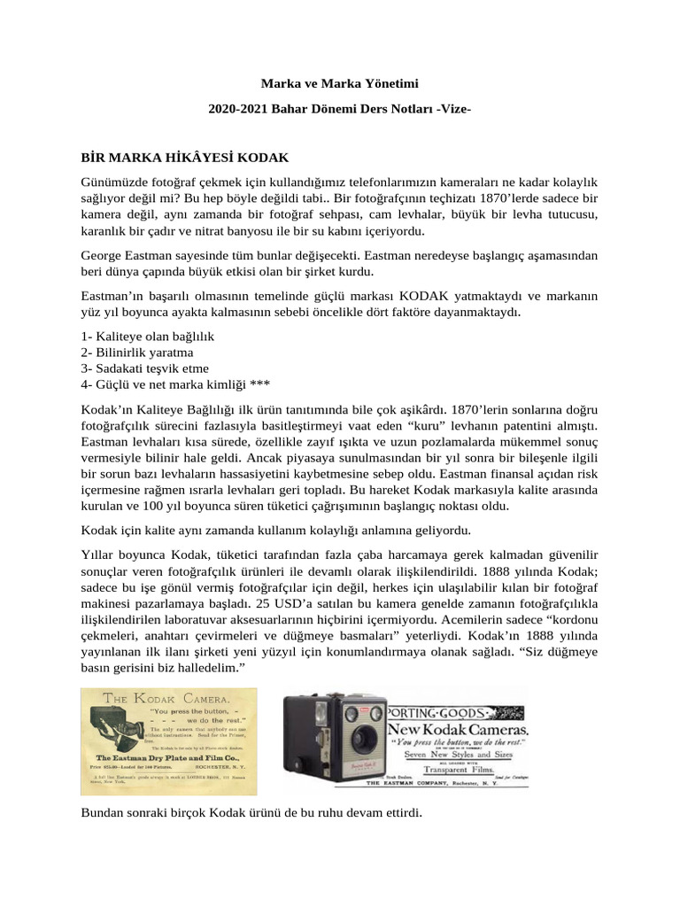 Marka Ve Marka Yonetimi Quiz Ve Vize Ders Notlari | PDF