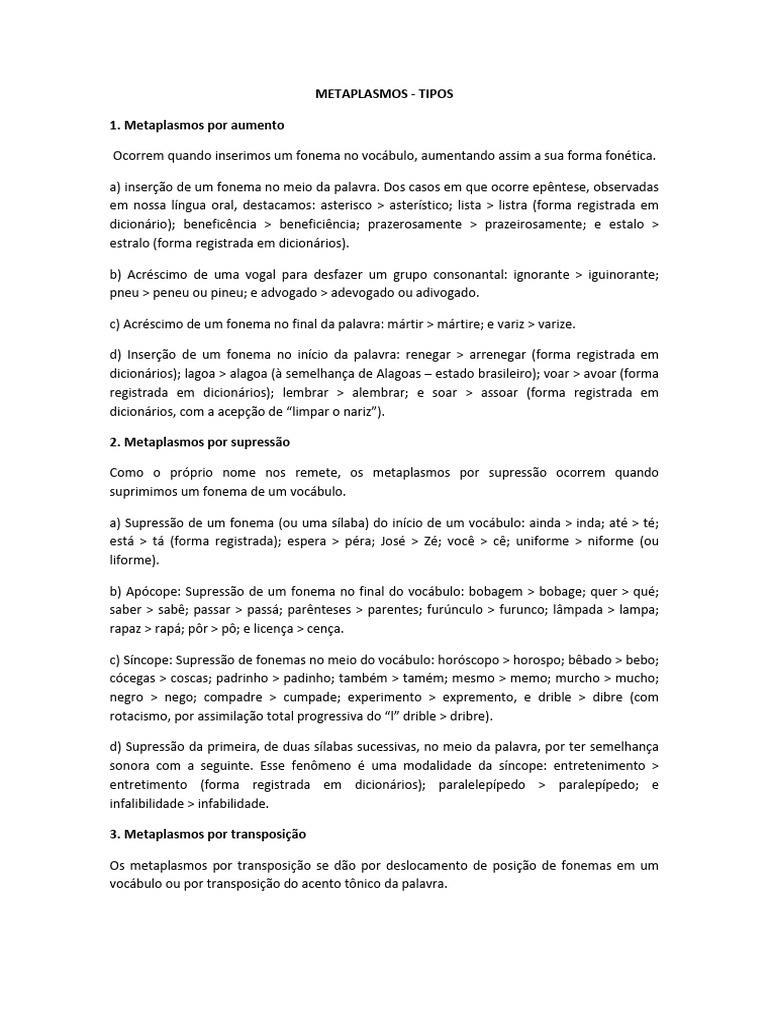 Estudos Dos Metaplasmos 4 | PDF | Fonema | Fonética
