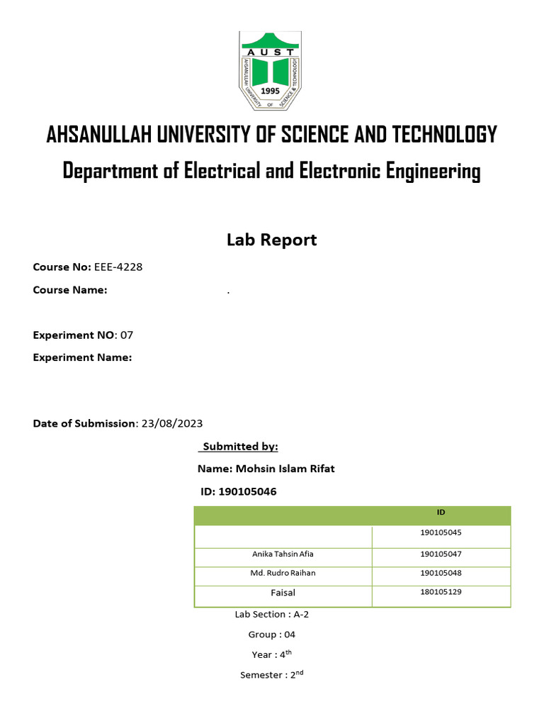EEE 4228 - EXP 07 - A2 - Group 4 | PDF