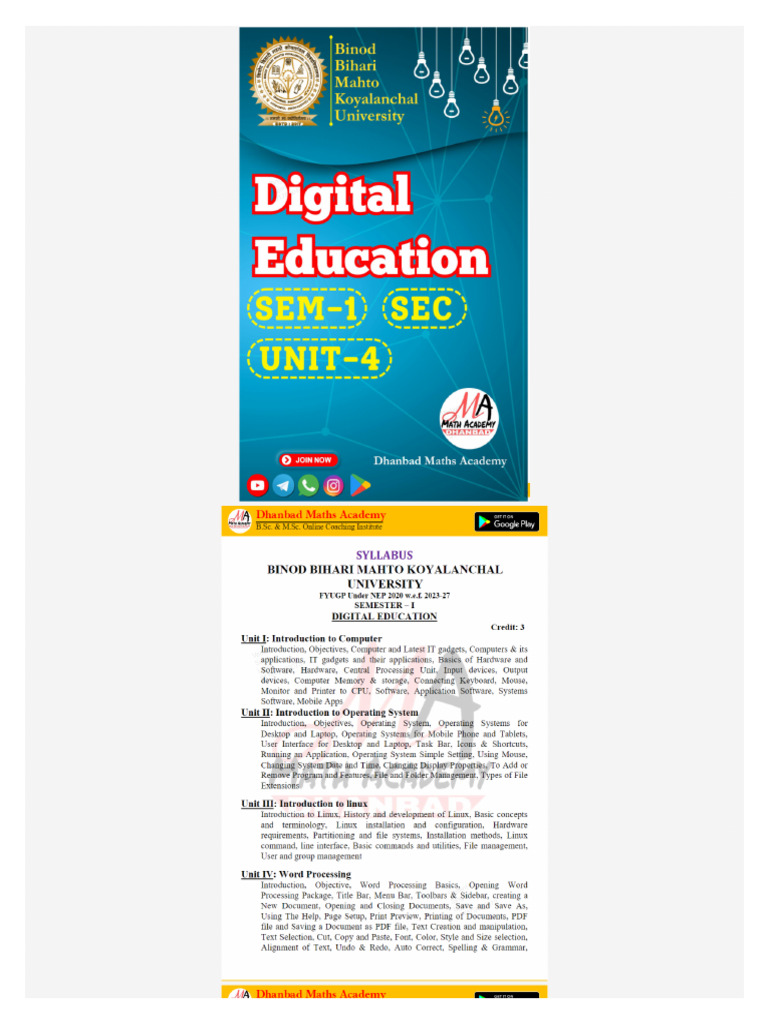 Digital Education - Unit 4 | PDF