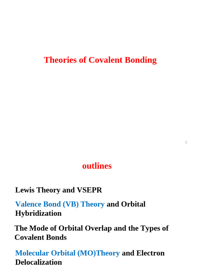 Lecture 4 Theories of Chem. Bondings | PDF | Molecular Orbital ...