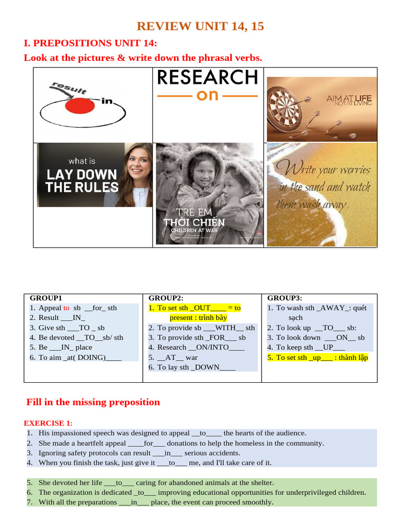 Review Unit 14, 15- Bài Luyện | PDF