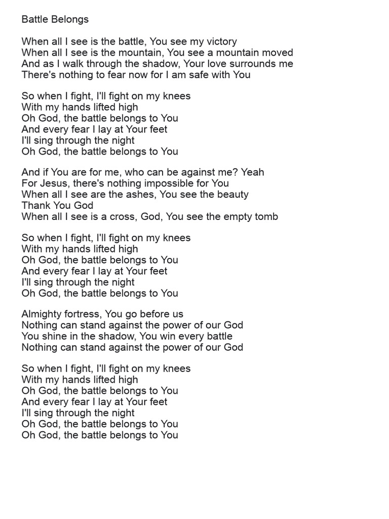 Battle Belongs Lyrics | PDF