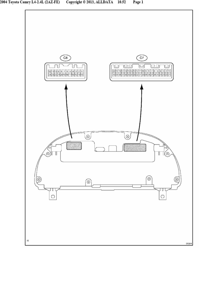 Connector Views Instrument Panel Camry 2004 | PDF