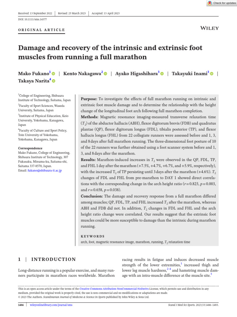 Damage and Recovery of The Intrinsic and Extrinsic Foot Muscles From ...