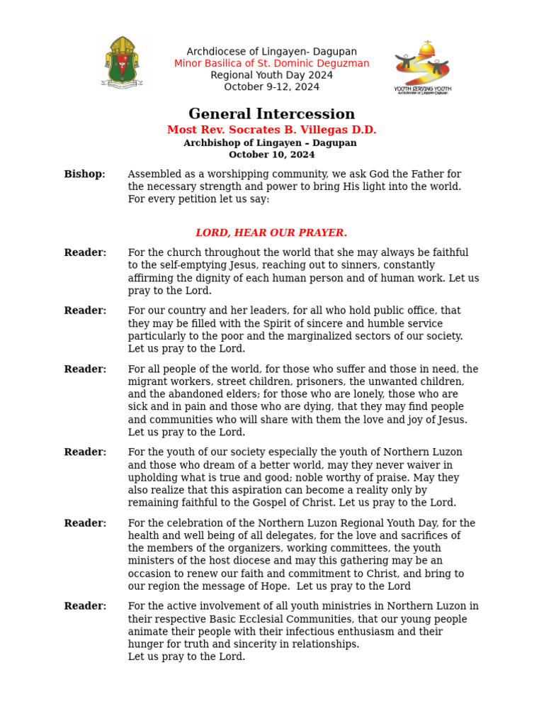 RYD Prayers of The Faithful | PDF | Prayer | Intercession