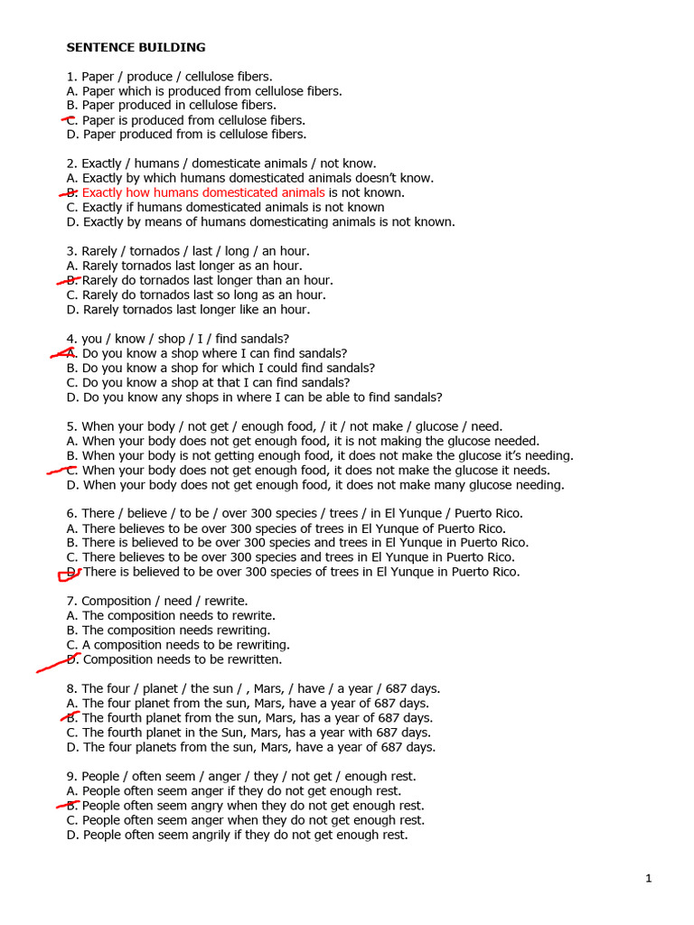 SENTENCE BUILDING MC1 9th GRADERS | PDF | River | Water