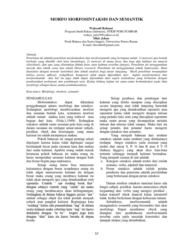 Morfo Morfosintaksis Dan Semantik F553e332 | PDF