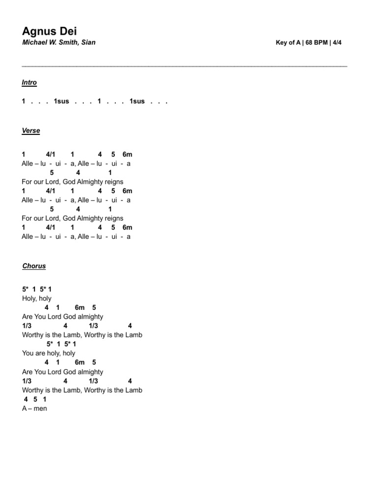 Agnus-Dei Number Chart | PDF